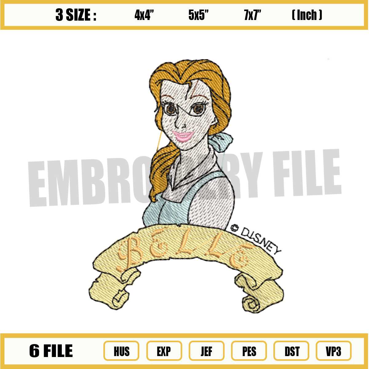 Disney Princess Belle Embroidery Png | Inspire Uplift
