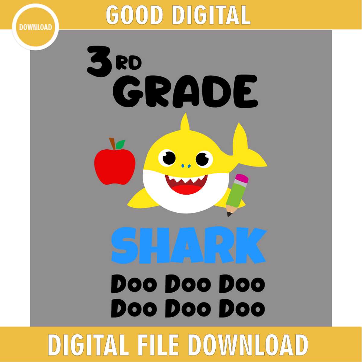 3rd Grade Yellow Little Baby Shark Doo Doo SVG | Inspire Uplift