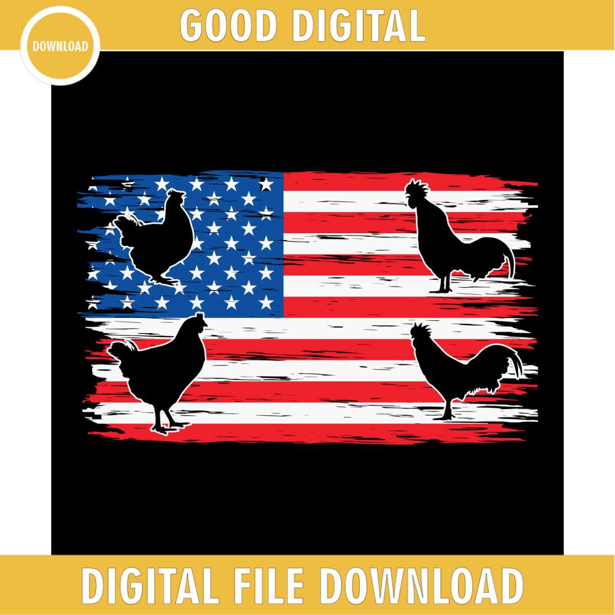 American Flag Patriotic Day Chicken SVG | Inspire Uplift