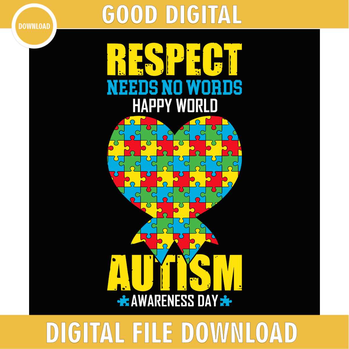 Respect Needs No Words Happy Autism Puzzle Day PNG | Inspire Uplift