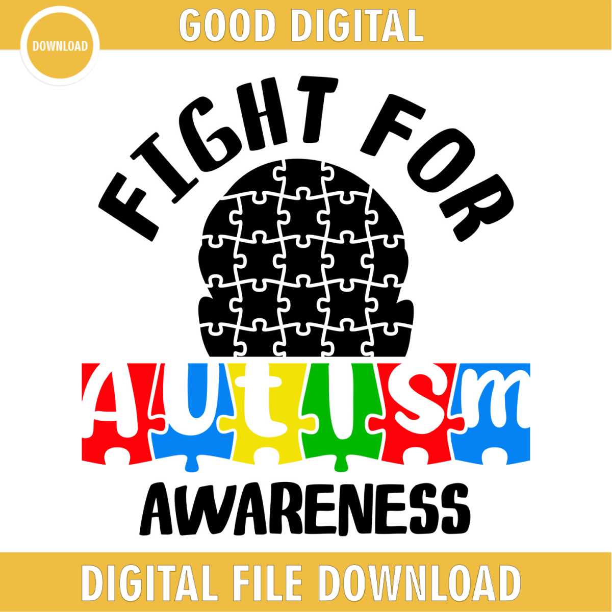 Fight For Autism Awareness Day Puzzle Piece SVG | Inspire Uplift