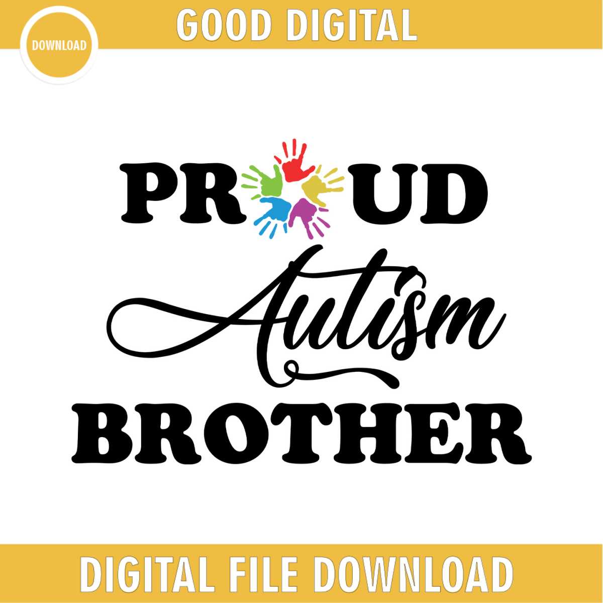 Proud Autism Brother Rainbow Hand Puzzle SVG | Inspire Uplift