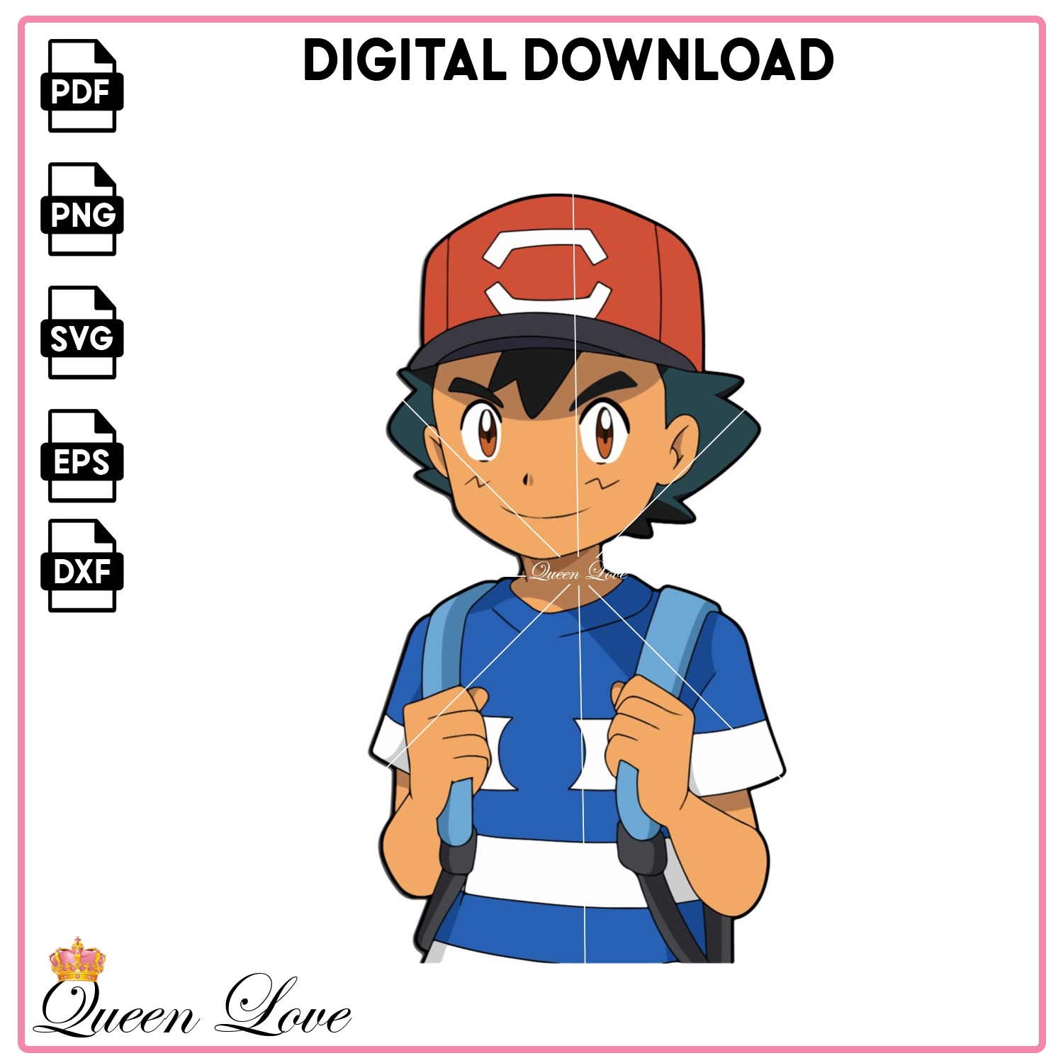 Anime Character Satoshi Ash Ketchum Pokemon Trainer SVG - Inspire Uplift