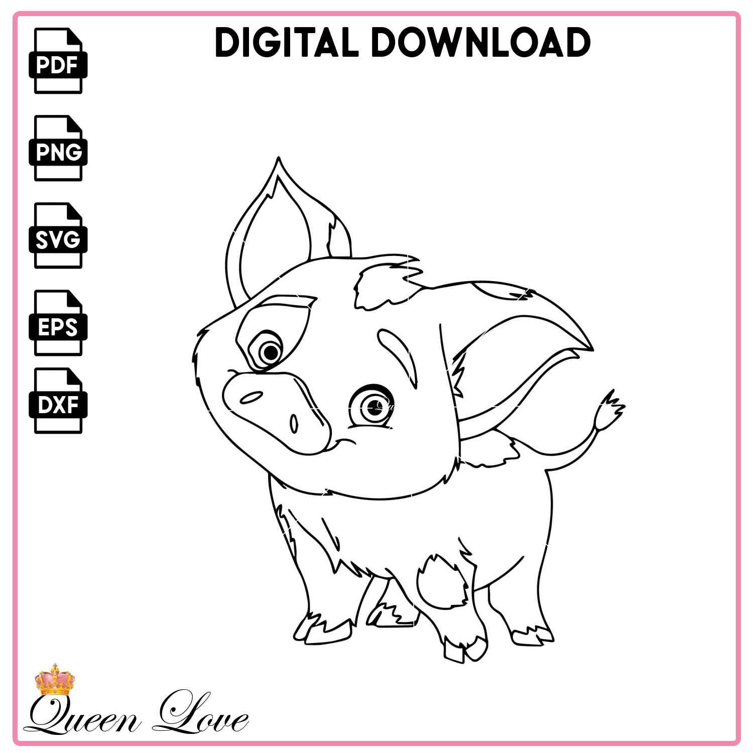 Pua Moana SVG Digital Files, Disney SVG, Kids Coloring Pages | Inspire ...