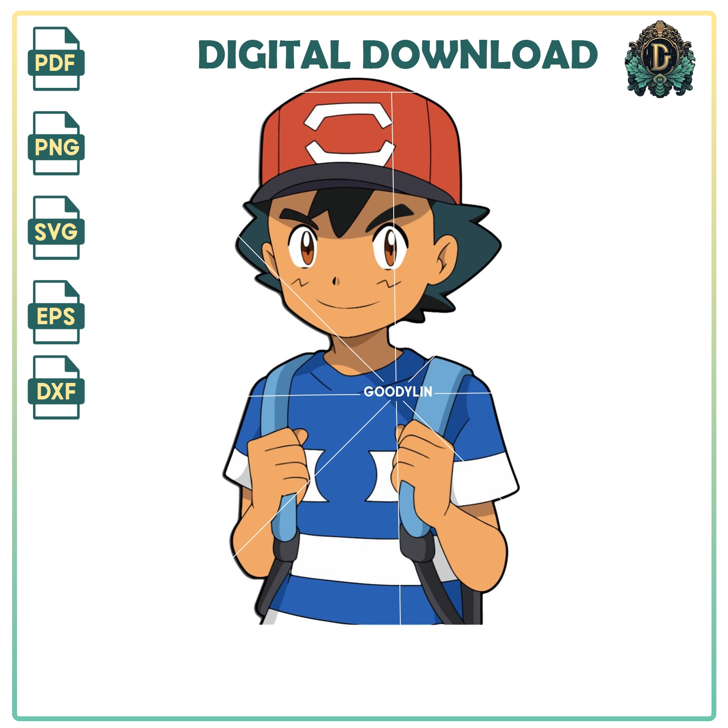 Anime Character Satoshi Ash Ketchum Pokemon Trainer SVG | Inspire Uplift