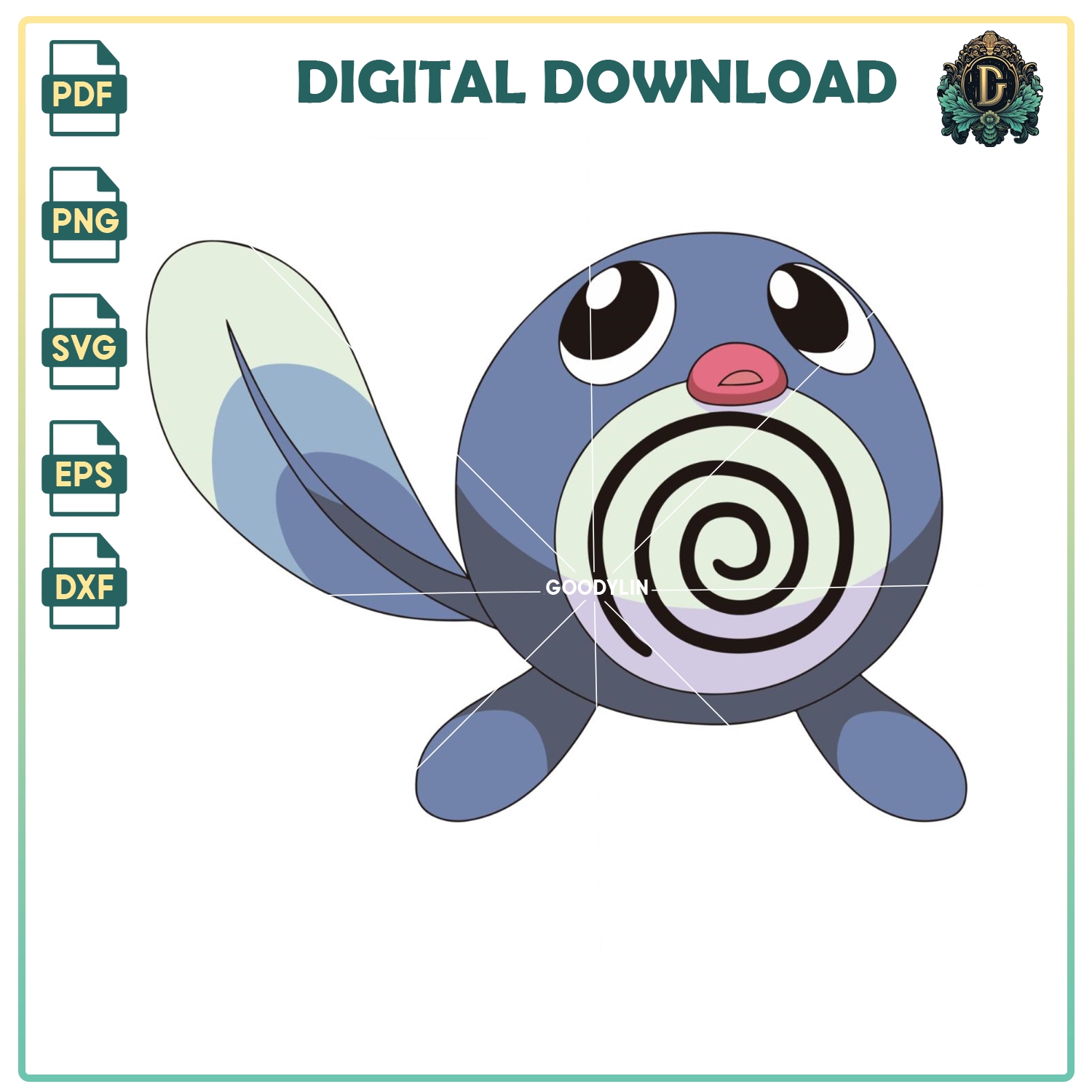 Water Type Chibi Pokemon Poliwag SVG | Inspire Uplift