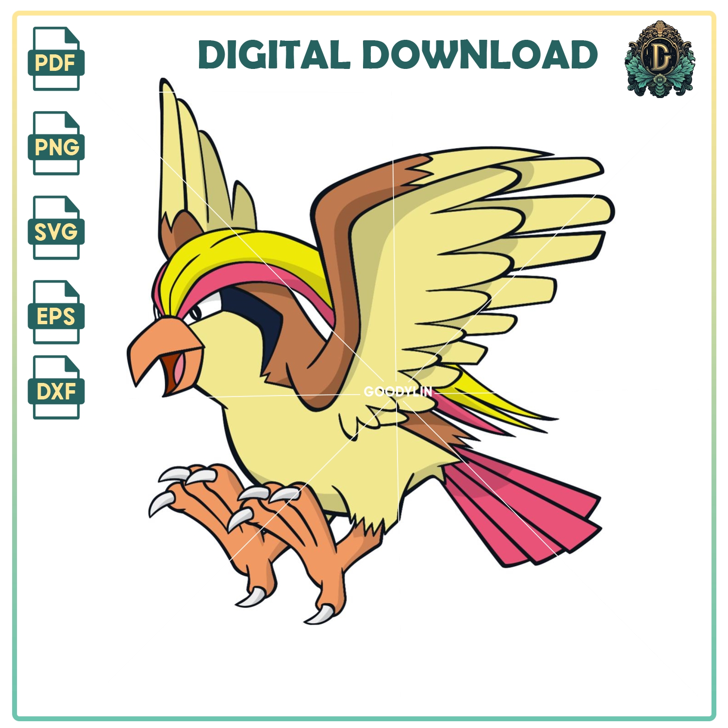 Sastoshi Anime Pokemon Pidgeot Pokedex Logo SVG | Inspire Uplift