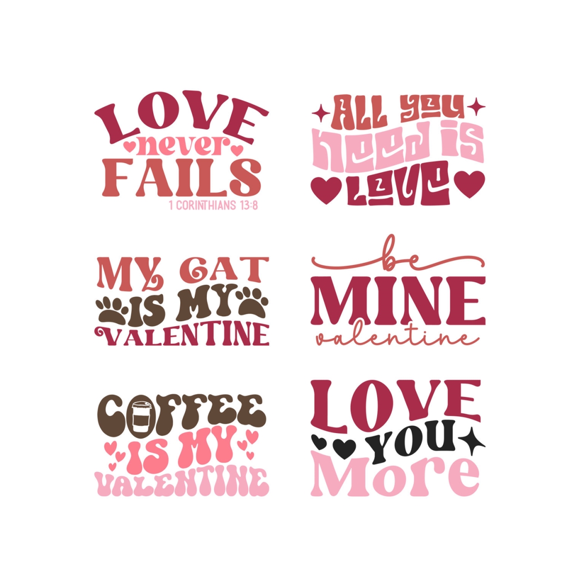 Love Never Fails SVG, Coffee Valentine SVG, Cat Valentine SV | Inspire ...