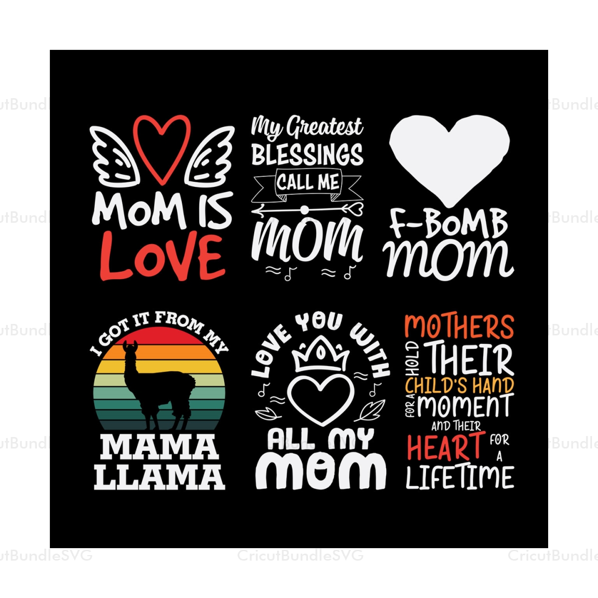 Mom Is Love Svg, Mama Llama Svg, Mothers Day Bundle Svg, Mom | Inspire ...