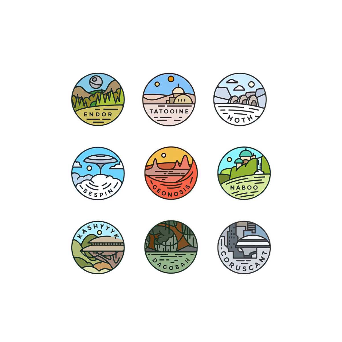 Star Wars Planet Badges PNG | Inspire Uplift