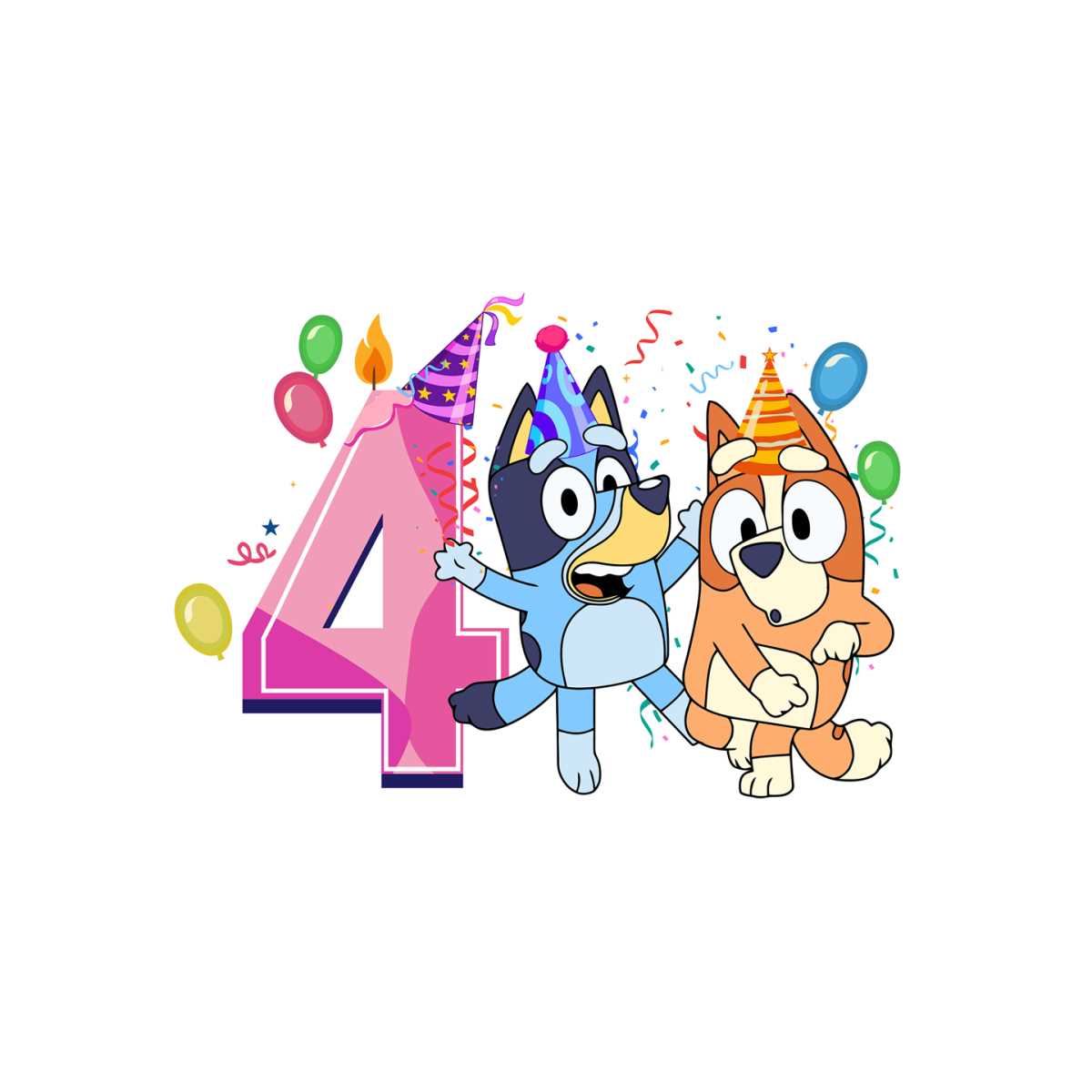Happy Fourth Birthday Bluey Bingo PNG | Inspire Uplift