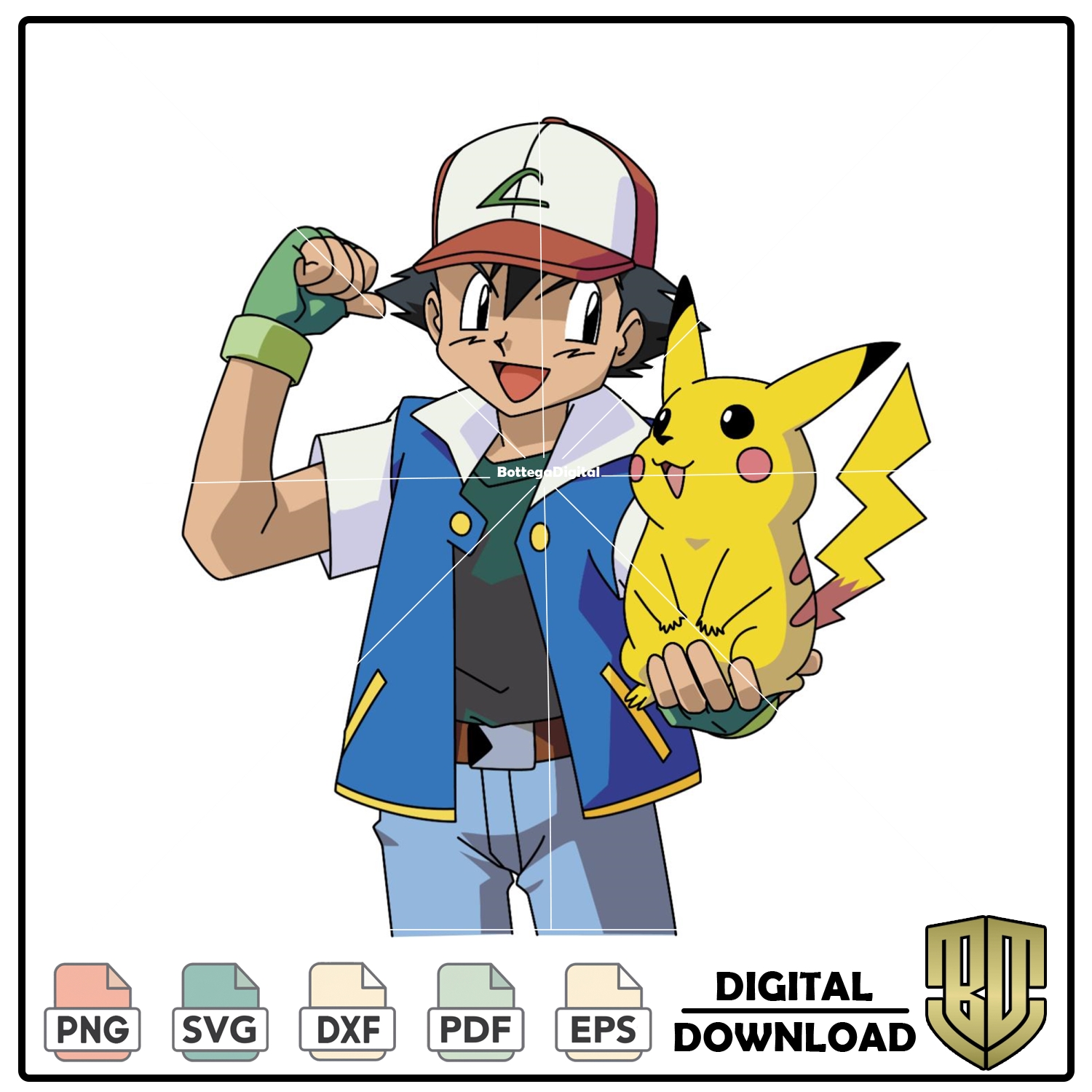 Anime Ash and Pikachu Pokemon Cartoon SVG - Inspire Uplift