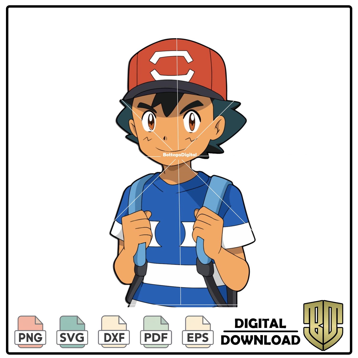 Anime Character Satoshi Ash Ketchum Pokemon Trainer SVG | Inspire Uplift