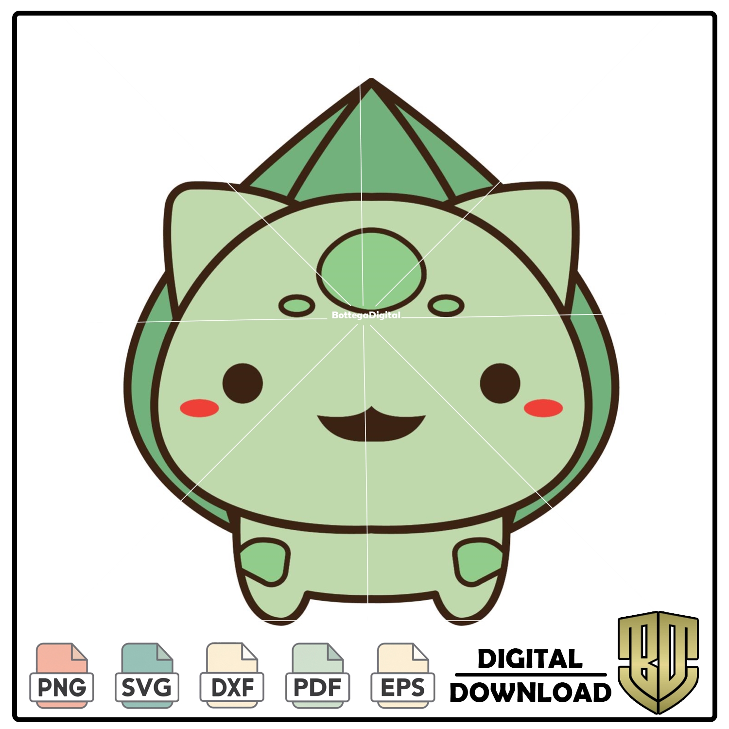 Cute Chibi Anime Grass Poision Type Pokemon Bulbasaur SVG | Inspire Uplift