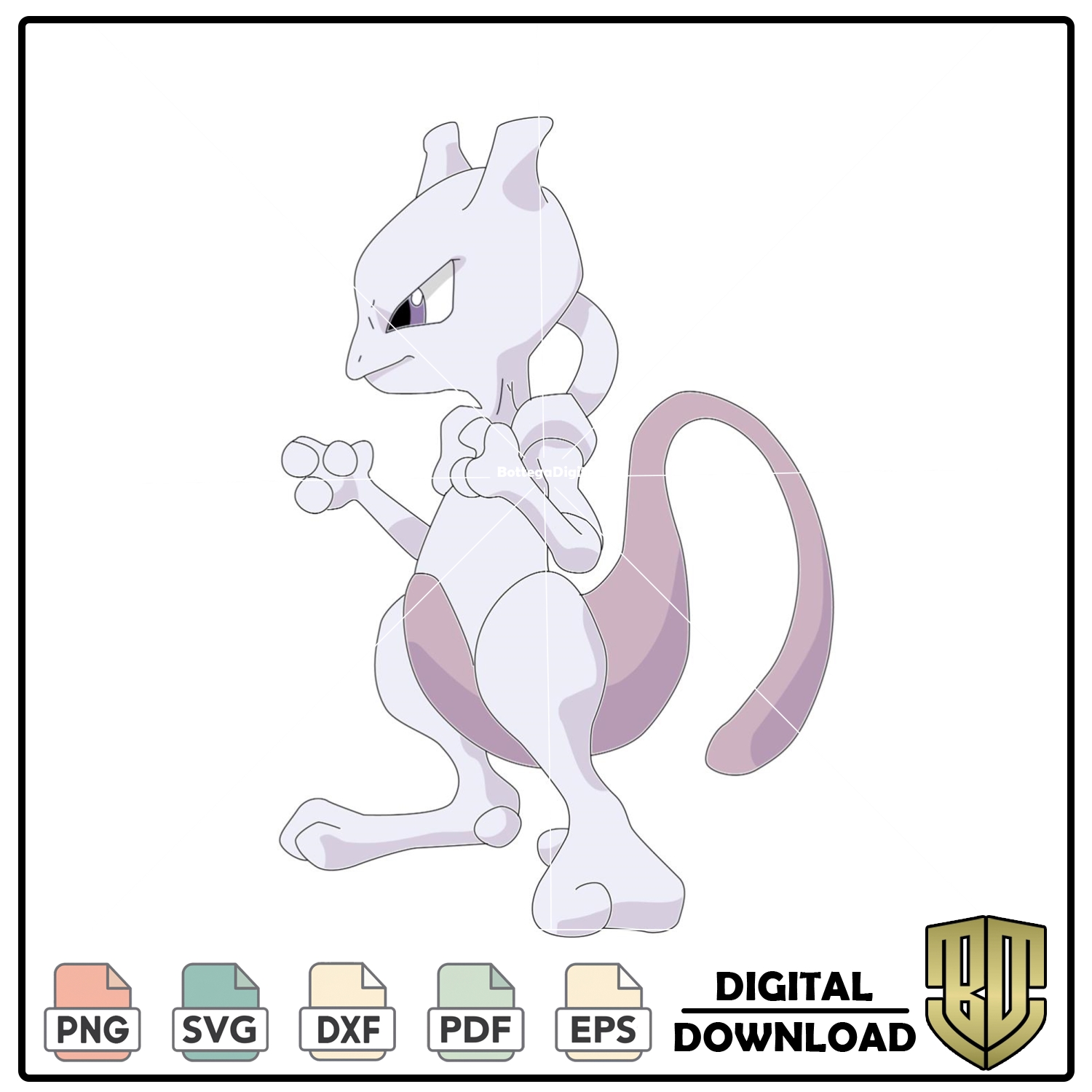 Mewtwo Anime Pokemon Red Blue and Yellow SVG | Inspire Uplift