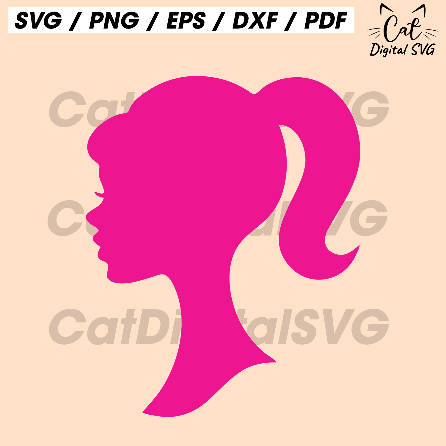 Barbie head svg, doll svg, Doll head svg, doll silhouette, w - Inspire ...