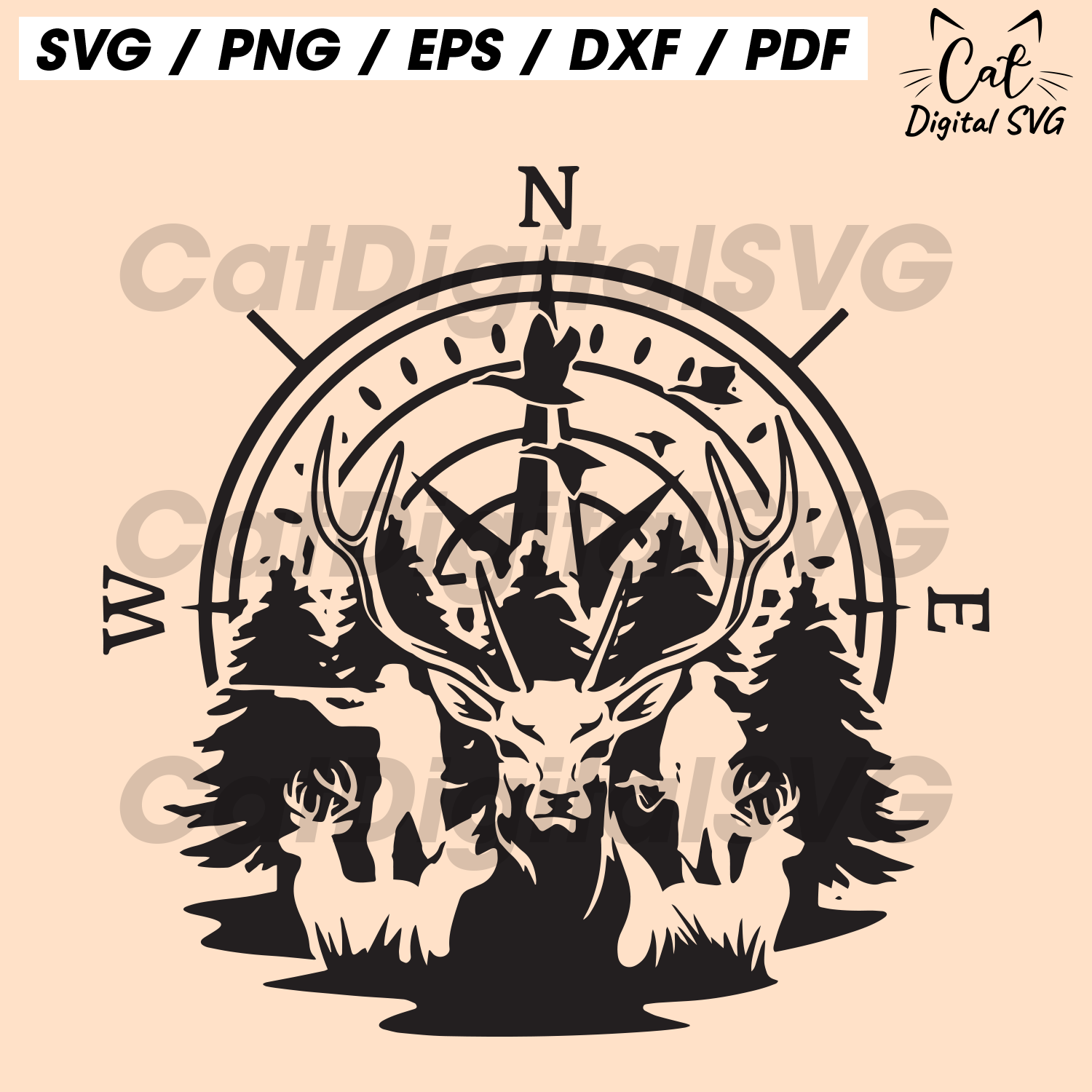 Hunting Deer Svg| Deer hunting Svg| Hunting Compass Svg| US - Inspire ...