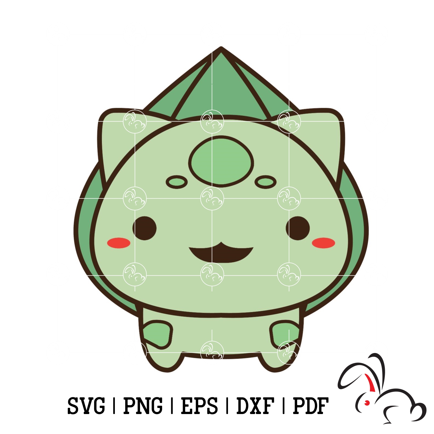 Cute Chibi Anime Grass Poision Type Pokemon Bulbasaur SVG - Inspire Uplift