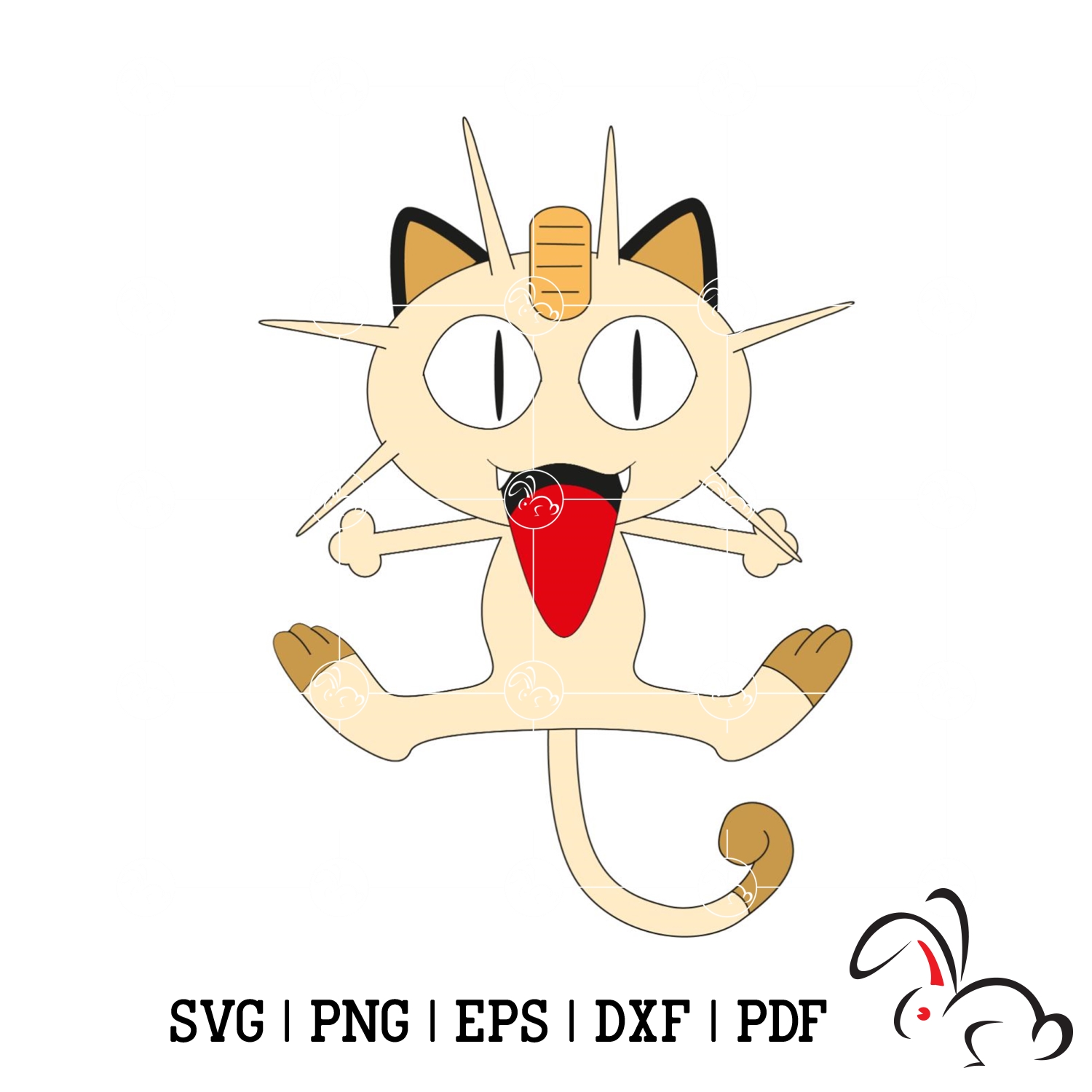 Scared Face Meowth Pokemon Red & Blue SVG | Inspire Uplift