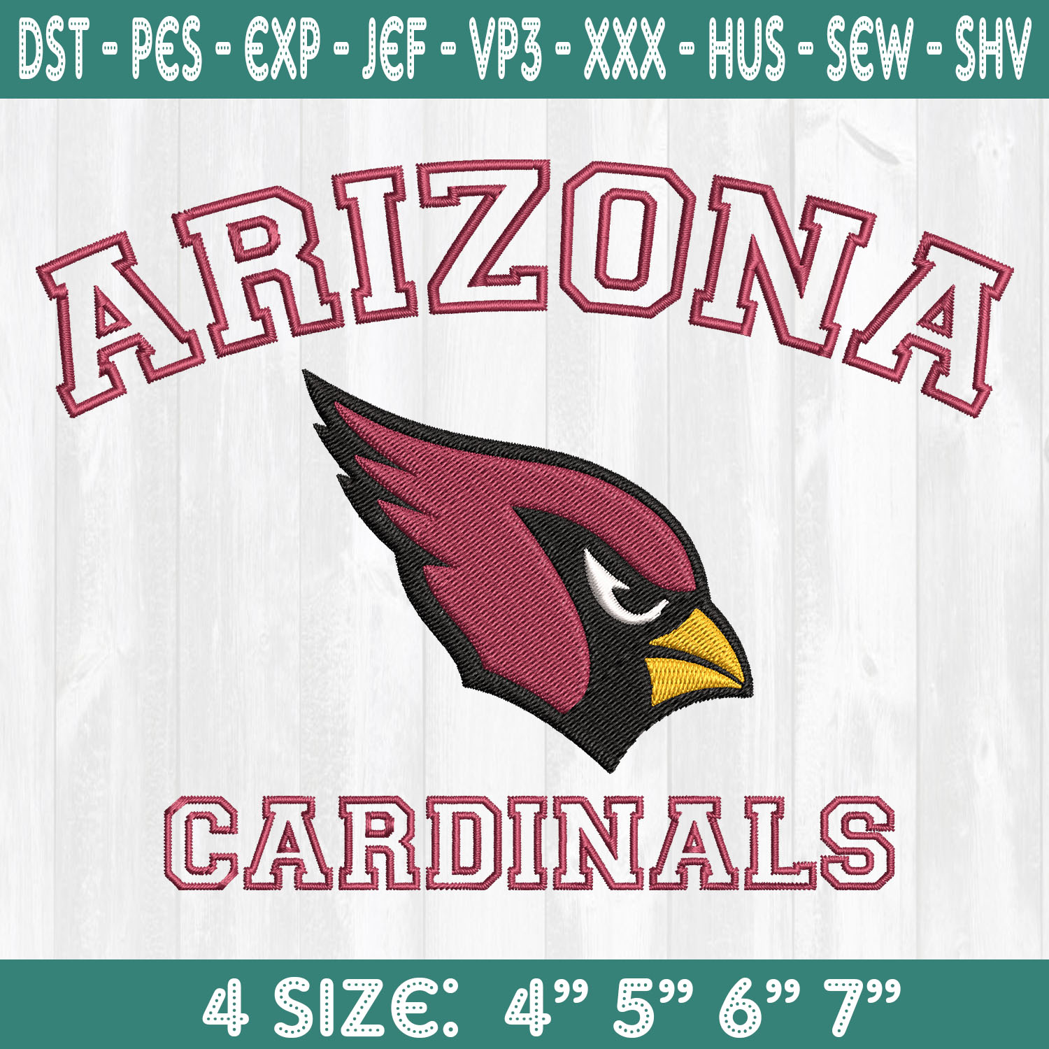 Arizona Cardinals Embroidery Designs, Football Logo Embroide | Inspire ...