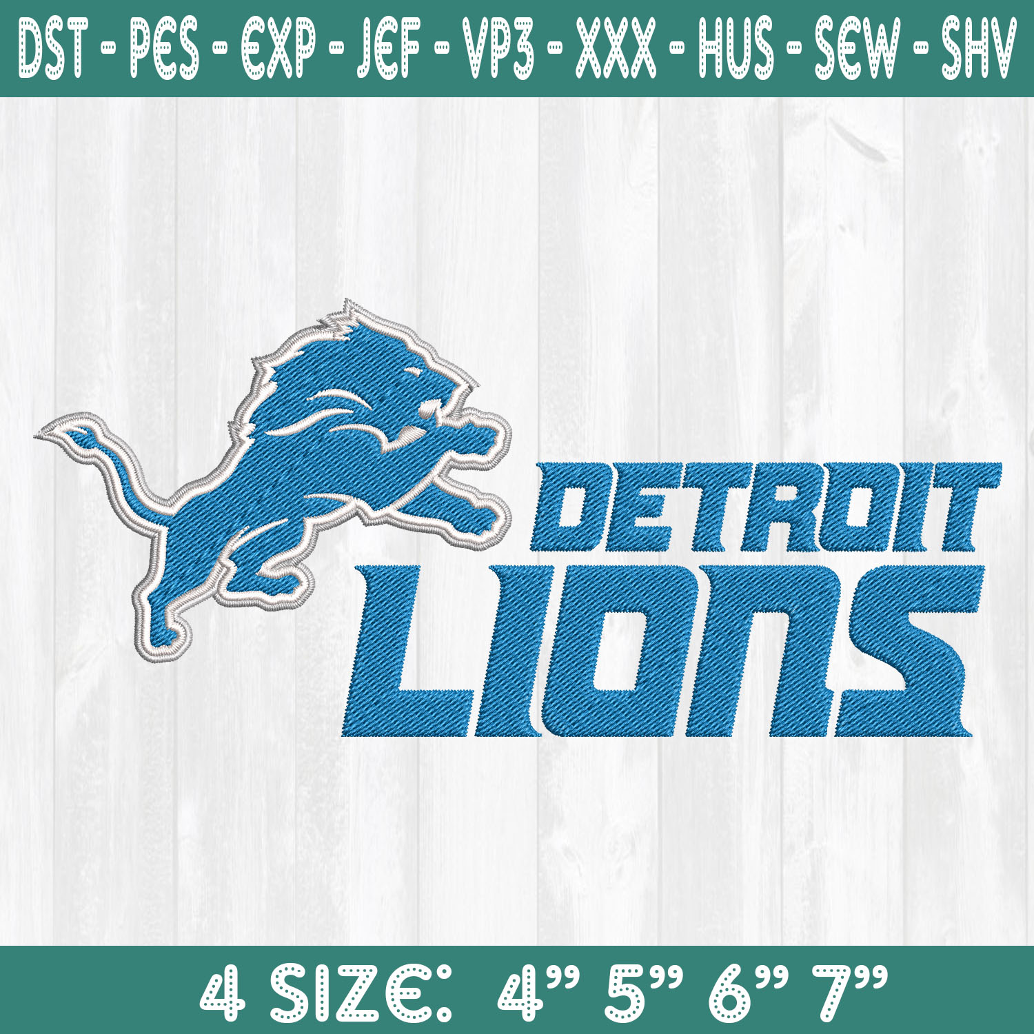 Detroit Lions Football Machine Embroidery, NFL Logo Embroide | Inspire ...