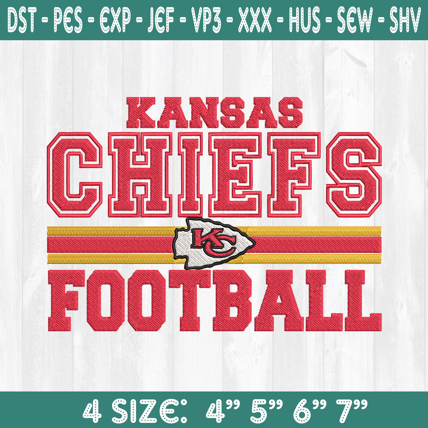 Kansas Chiefs Football Embroidery Designs, NFL Logo Embroide | Inspire ...