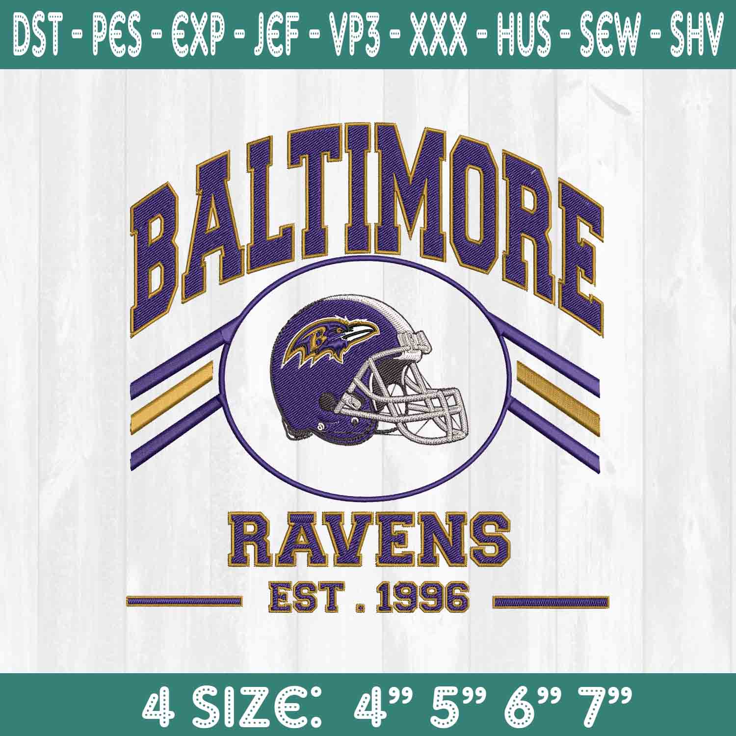 Baltimore Ravens est 1996 Embroidery Designs,NFL Embroidery | Inspire ...