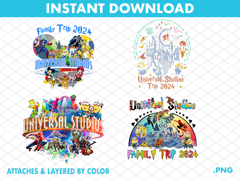 Universal Studios 2024 Png Bundle, Family Trip Png, Universa | Inspire ...