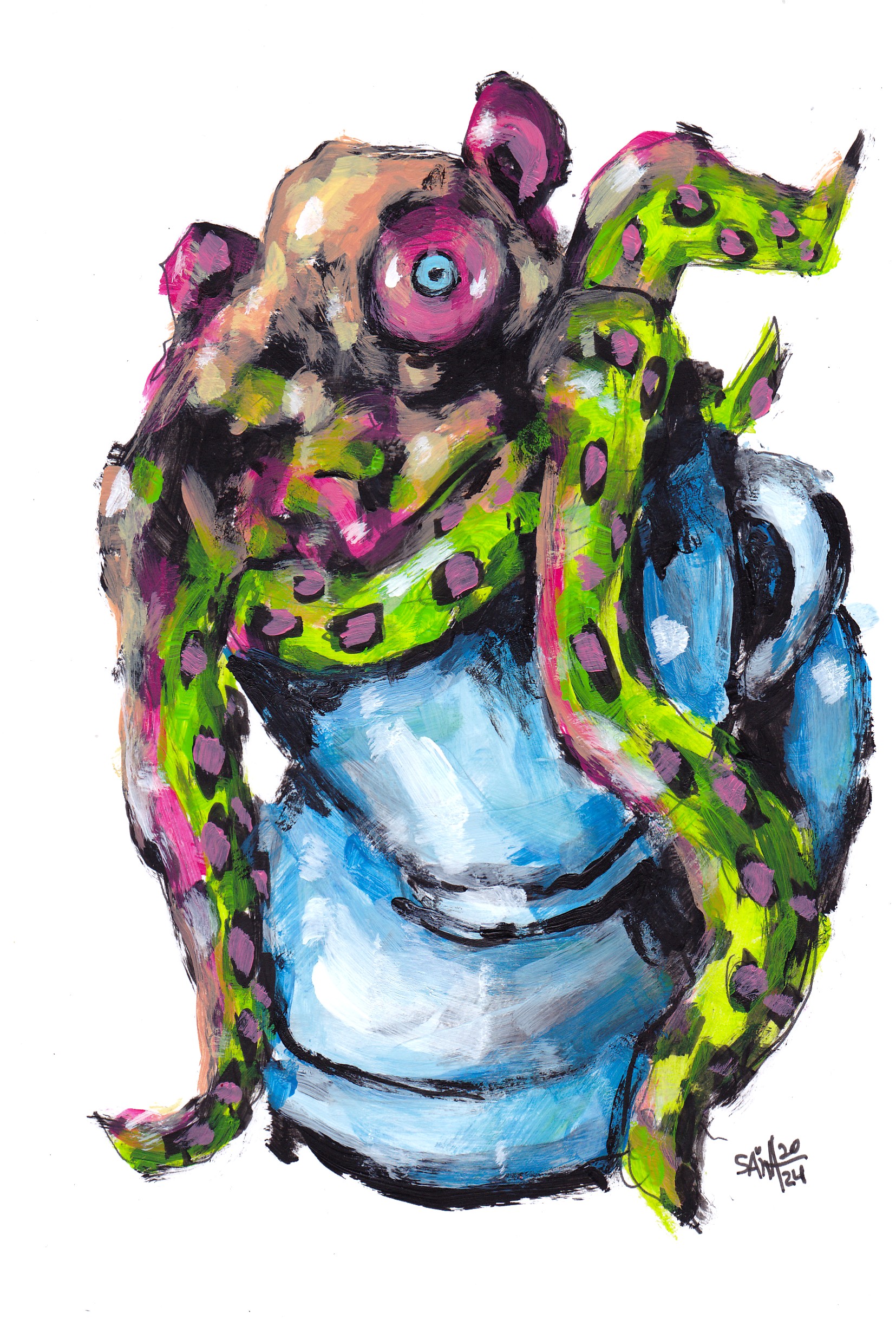 Mr. Cup. Zombie painting original art, Horror Dark art creep | Inspire ...