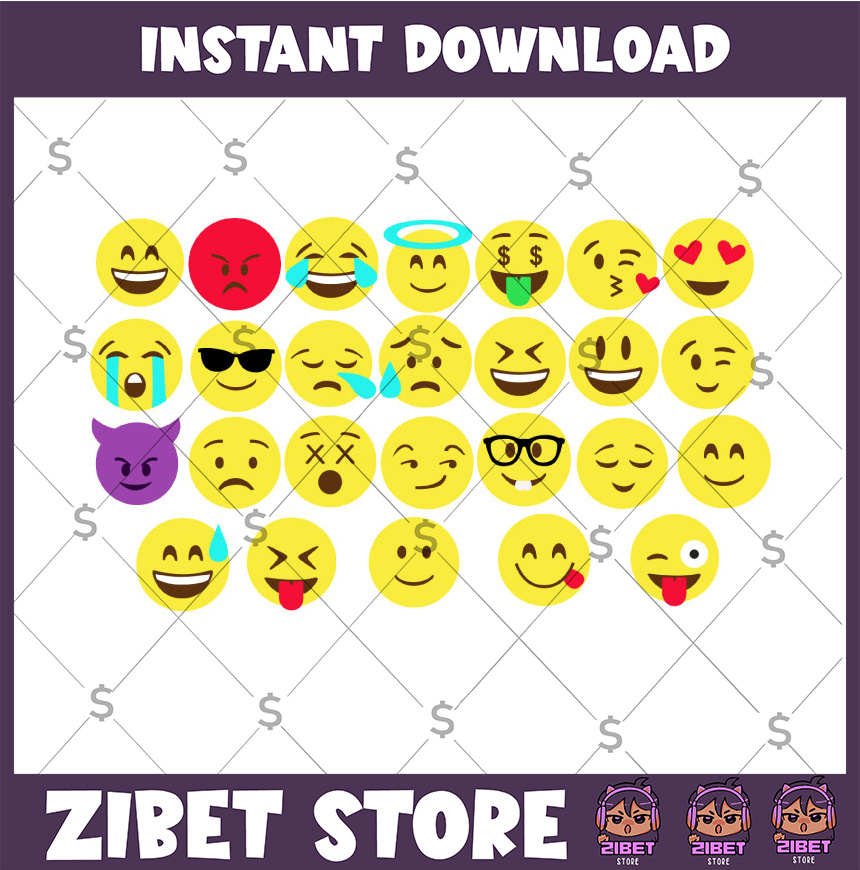Emoji SVG Mega Bundle - Emoji Clipart Pack - Emoji PNG Files | Inspire ...