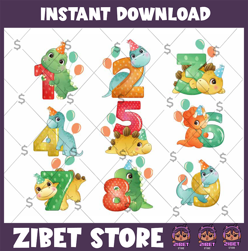 Dinosaur T rex Numbers Png, Dinosaur Theme Birthday Party, B | Inspire ...