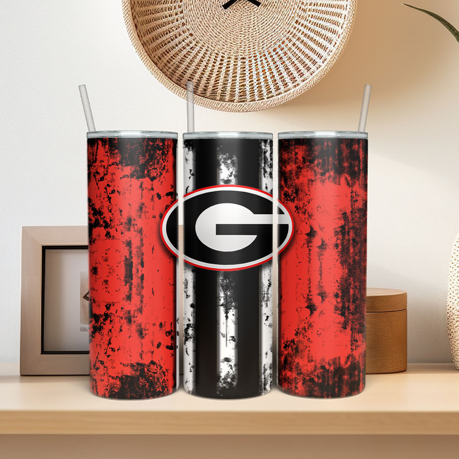 Georgia Bulldogs Tumbler PNG, Tumbler Wrap PNG, 20oz Skinny | Inspire Uplift