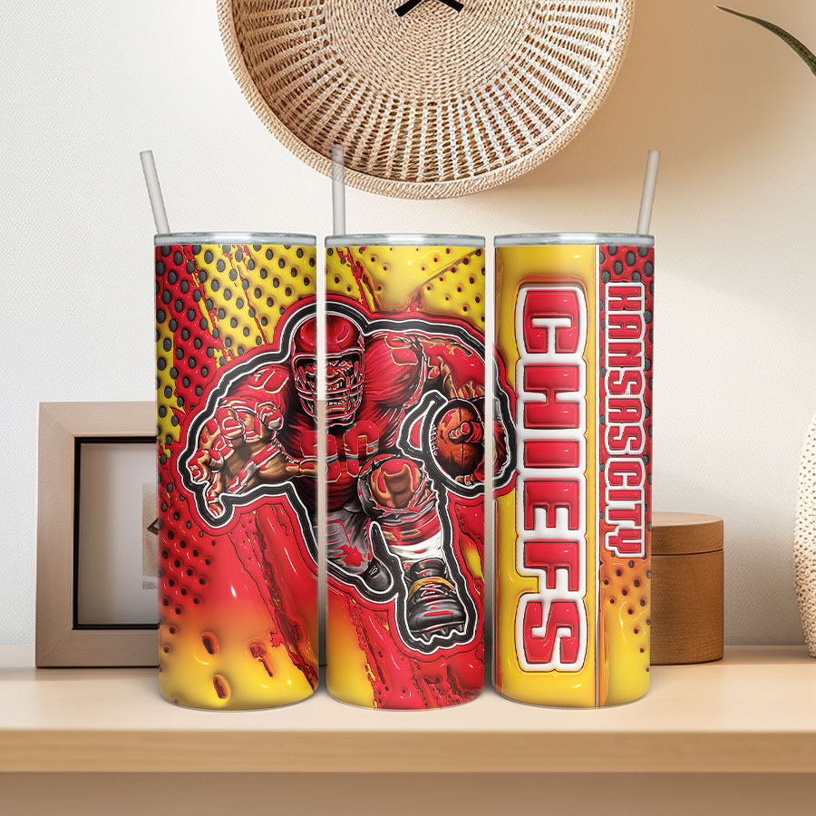 3D Inflated Football Team 20 oz Tumbler Wrap PNG, 3D Inflate - Inspire ...