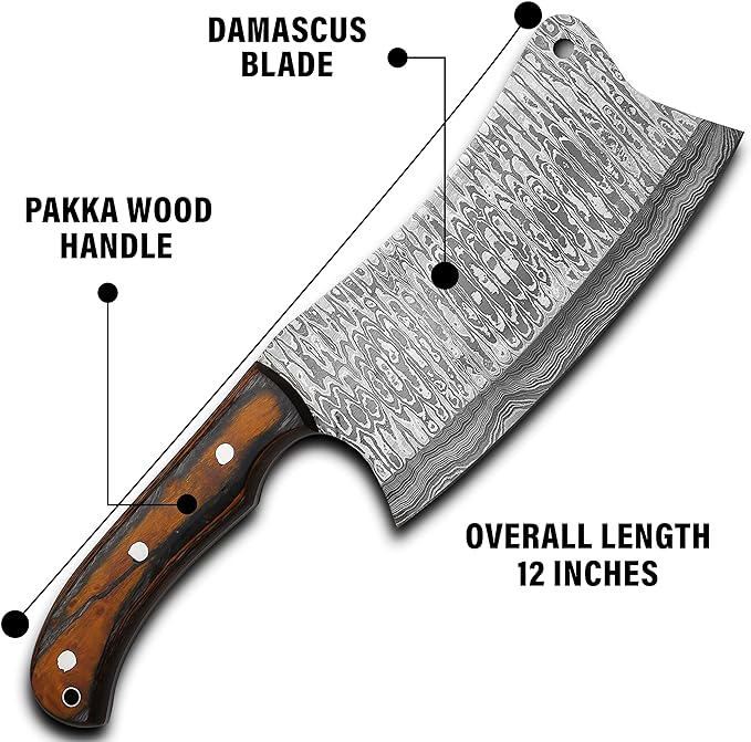 Handmade Damascus Steel Meat Cleaver Knife Full tang Kitchen | Inspire ...