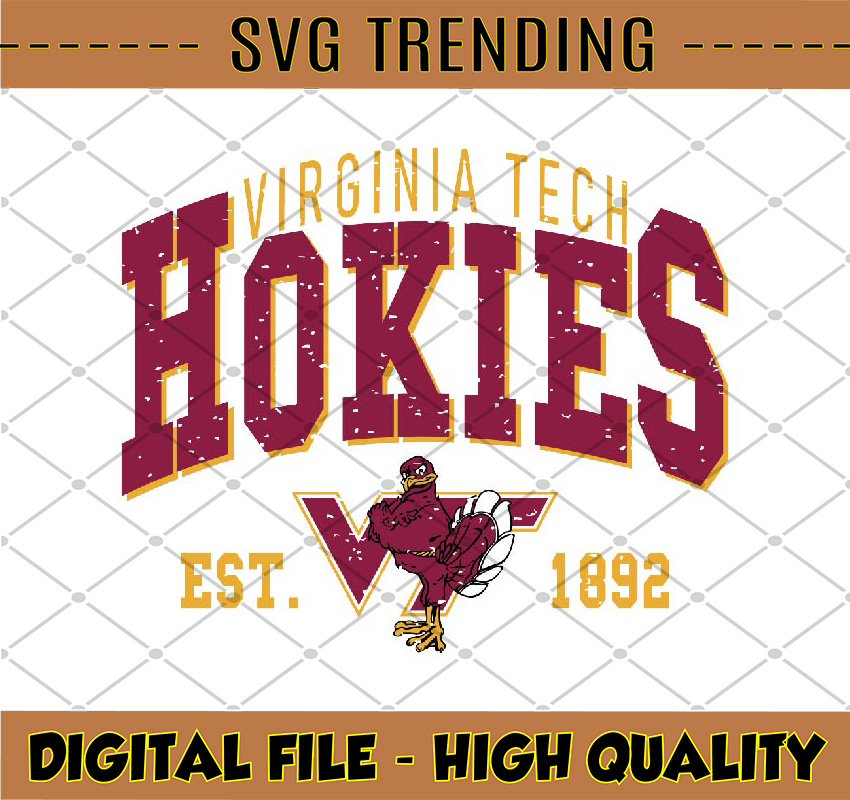 Vintage 90's Virginia Tech Hokies Svg, Virginia Tech Svg, Vi - Inspire ...
