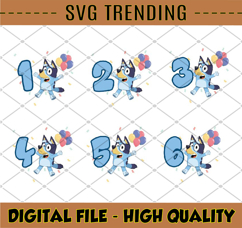 Bluey Birthday Number SVG PNG, Bluey Layered Svg, Bluey Birt | Inspire ...