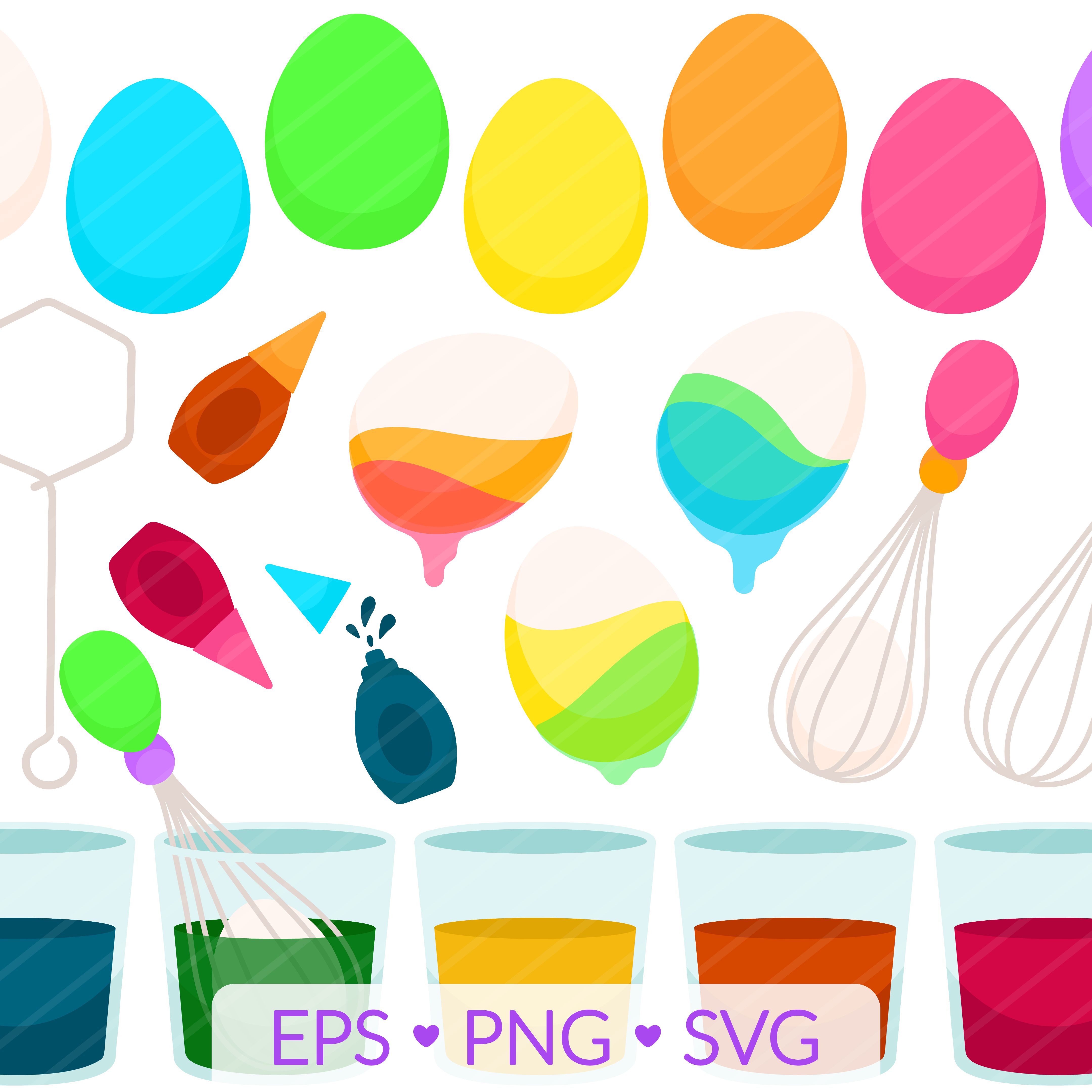Easter Egg Coloring Clipart - SVG, PNG, EPS Images - Spring | Inspire ...