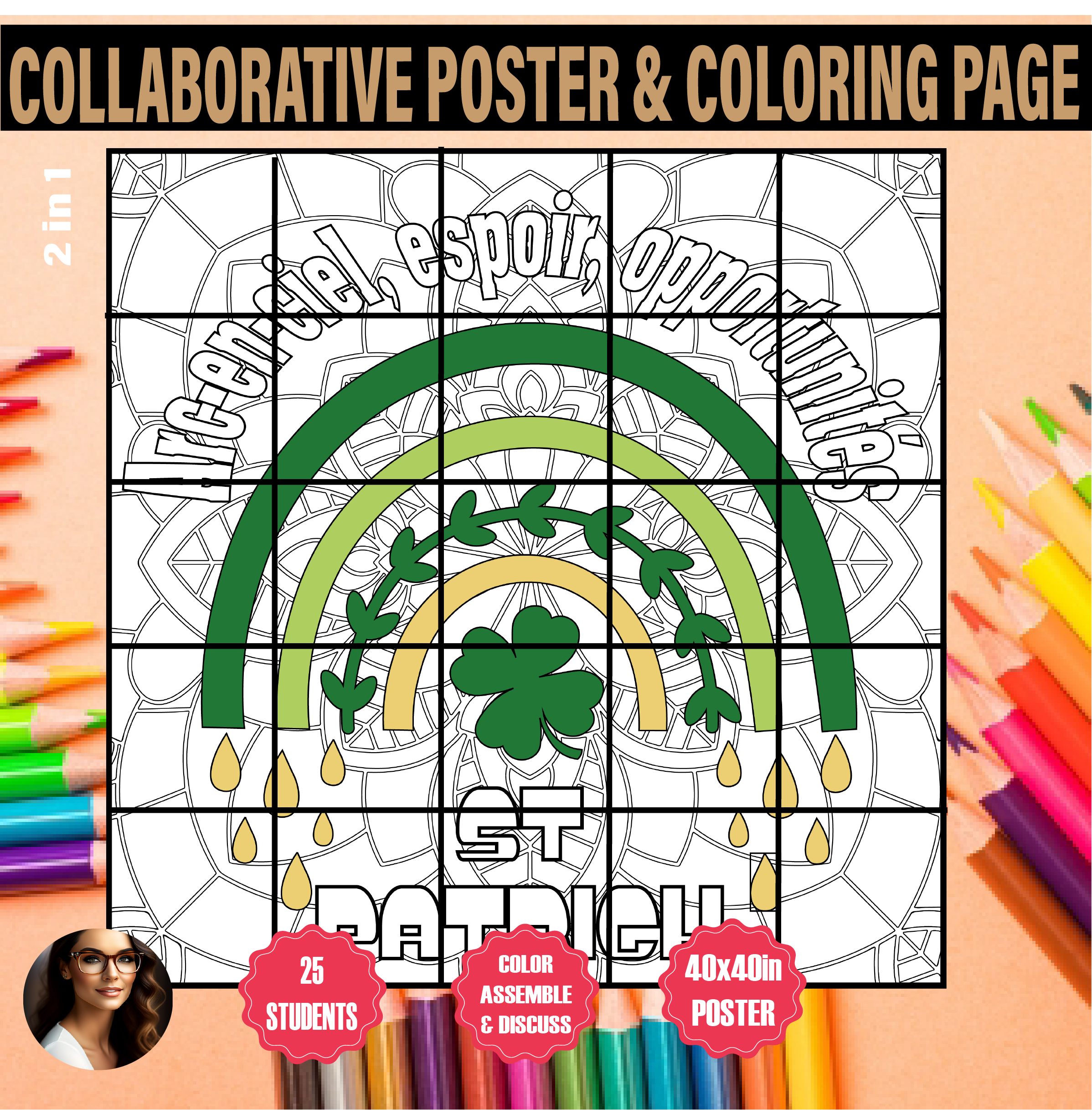 LA SAINT PATRICK COLLABORATIVE POSTER FRANCAIS - Inspire Uplift