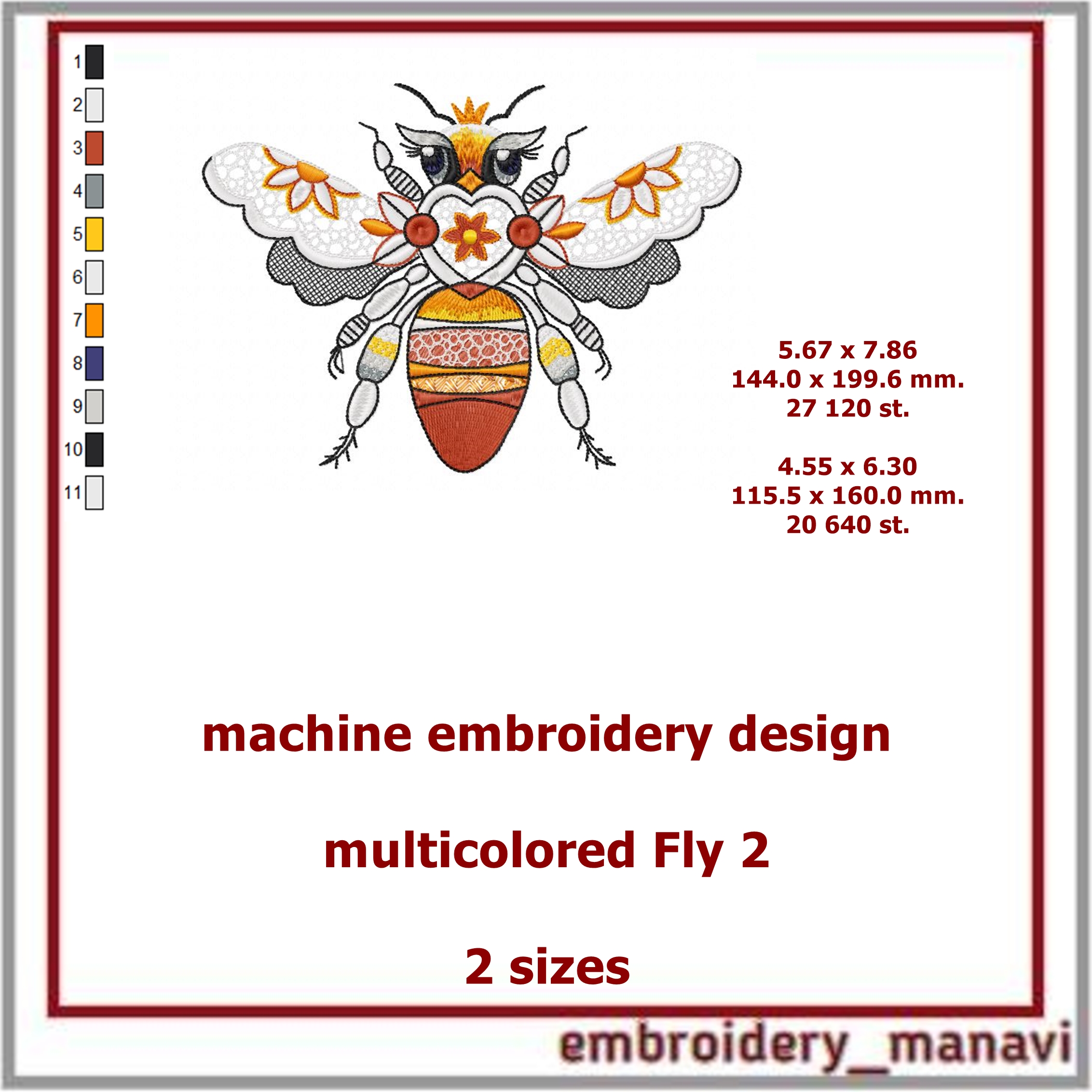 Machine embroidery design multicolored Fly Embroidery Manavi | Inspire ...