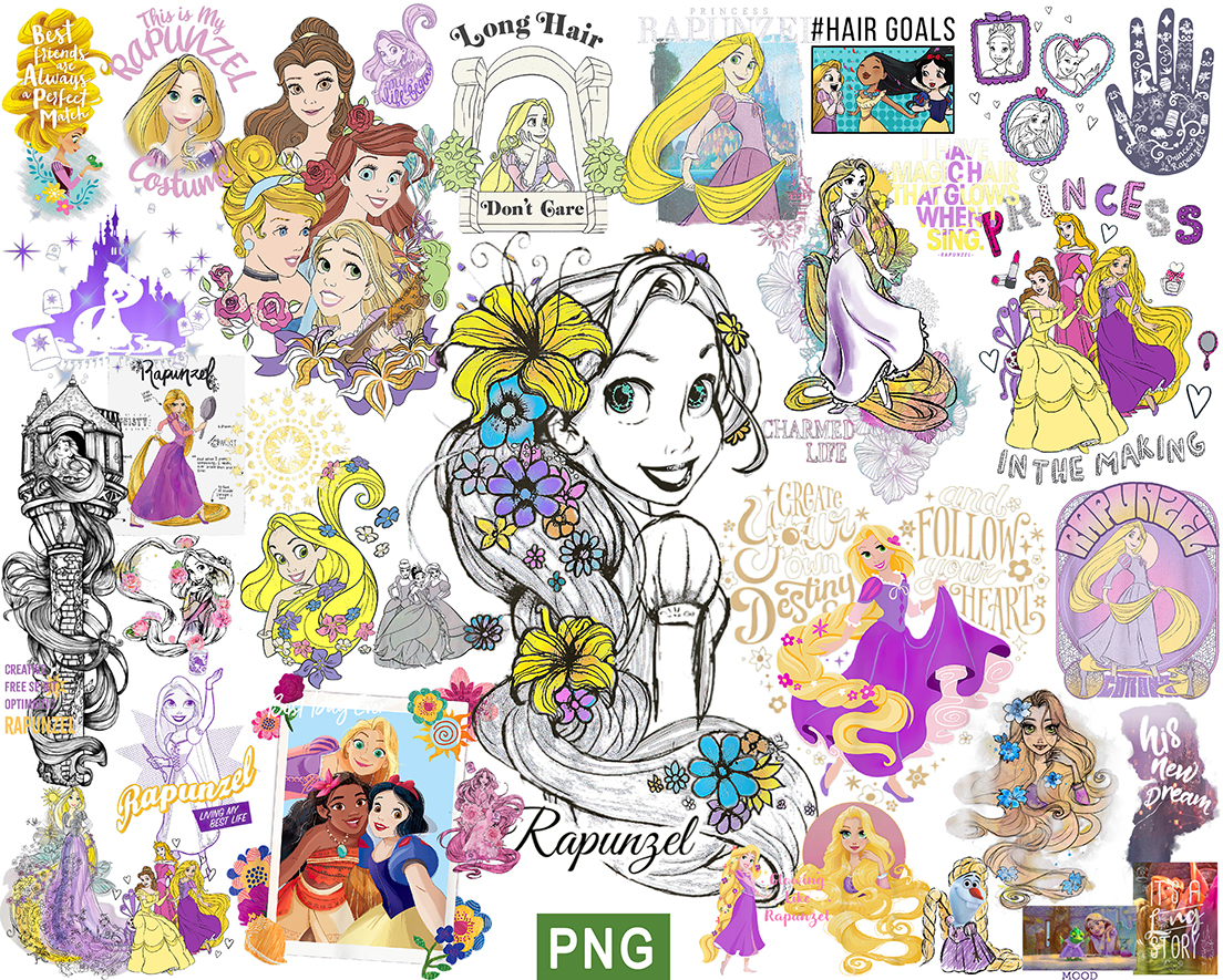 Designs Bundle Princess Rapunzel Png, Disney Princess Rapunz | Inspire ...