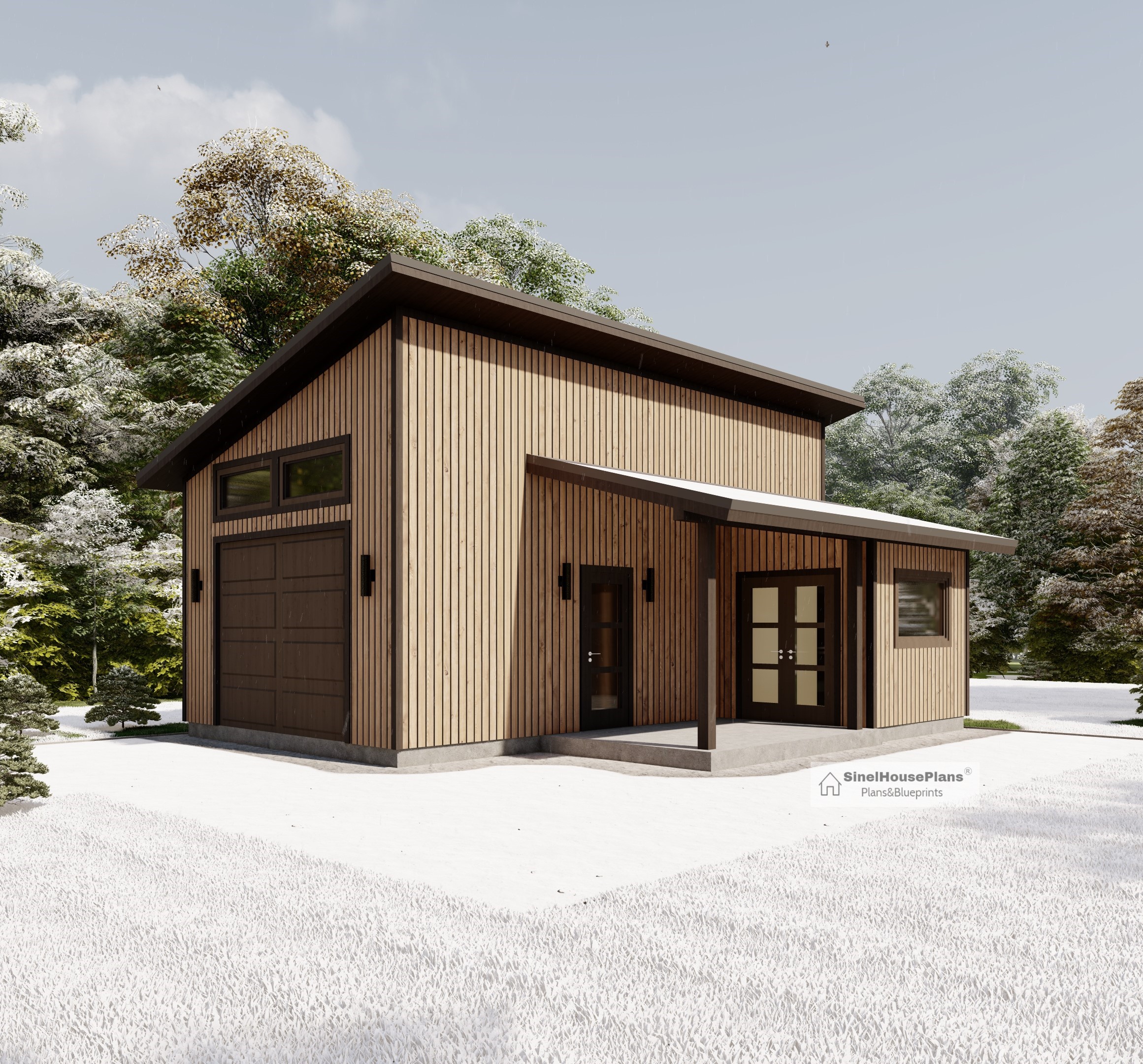 1-Car Modern Detached Garage Plans, 24' x 28' Garage Bluepri - Inspire ...