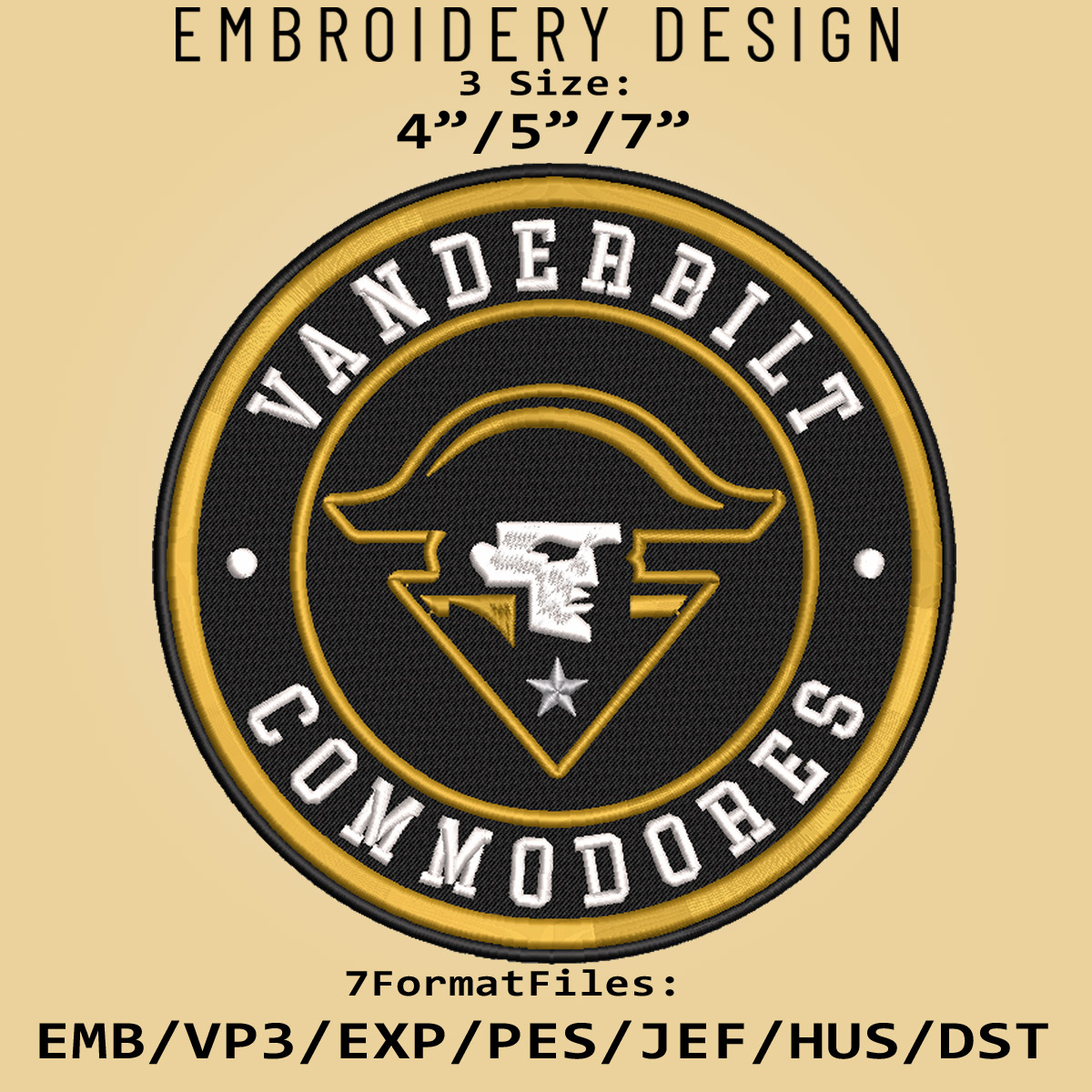 NCAA Logo Vanderbilt Commodores, Embroidery design, Embroide | Inspire ...