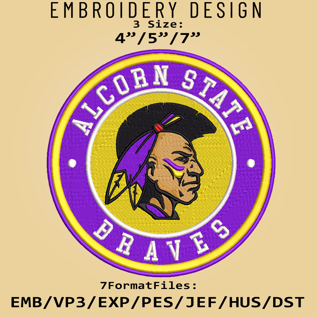 NCAA Logo Alcorn State Braves, Embroidery design, Embroidery | Inspire ...