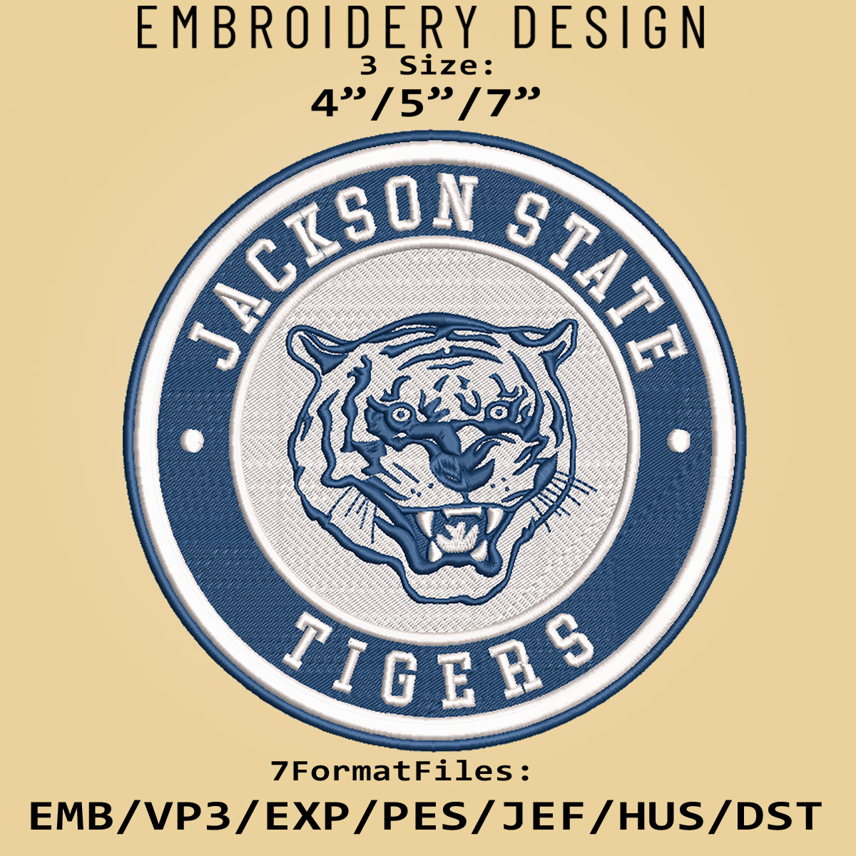 NCAA Logo Jackson State Tigers, Embroidery design, Embroider | Inspire ...