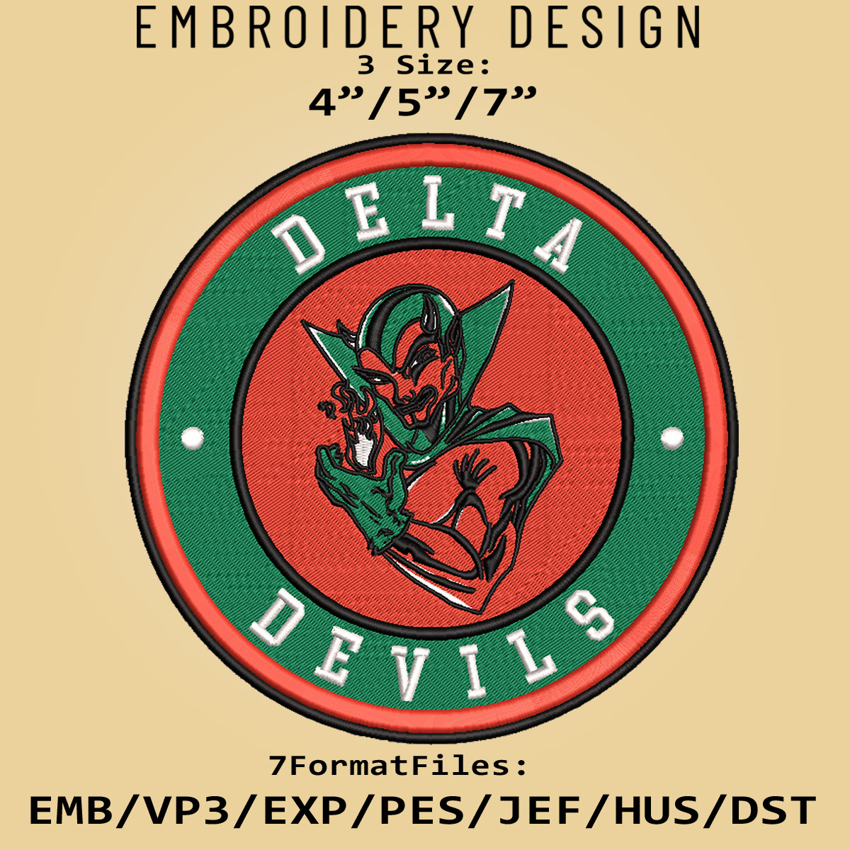 NCAA Logo Delta Devils, Embroidery design, Embroidery Files, | Inspire ...