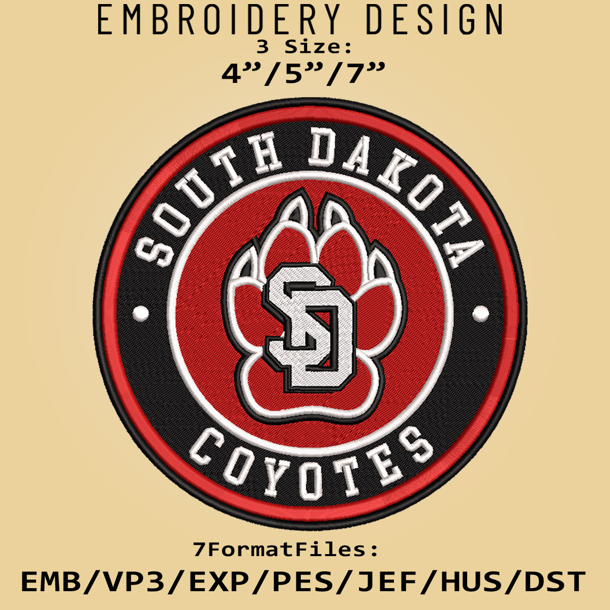 NCAA Logo South Dakota Coyotes, Embroidery design, Embroider | Inspire ...