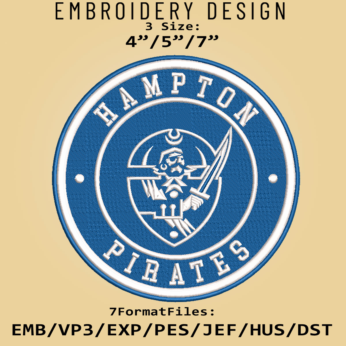NCAA Logo Hampton Pirates, Embroidery design, Embroidery Fil | Inspire ...