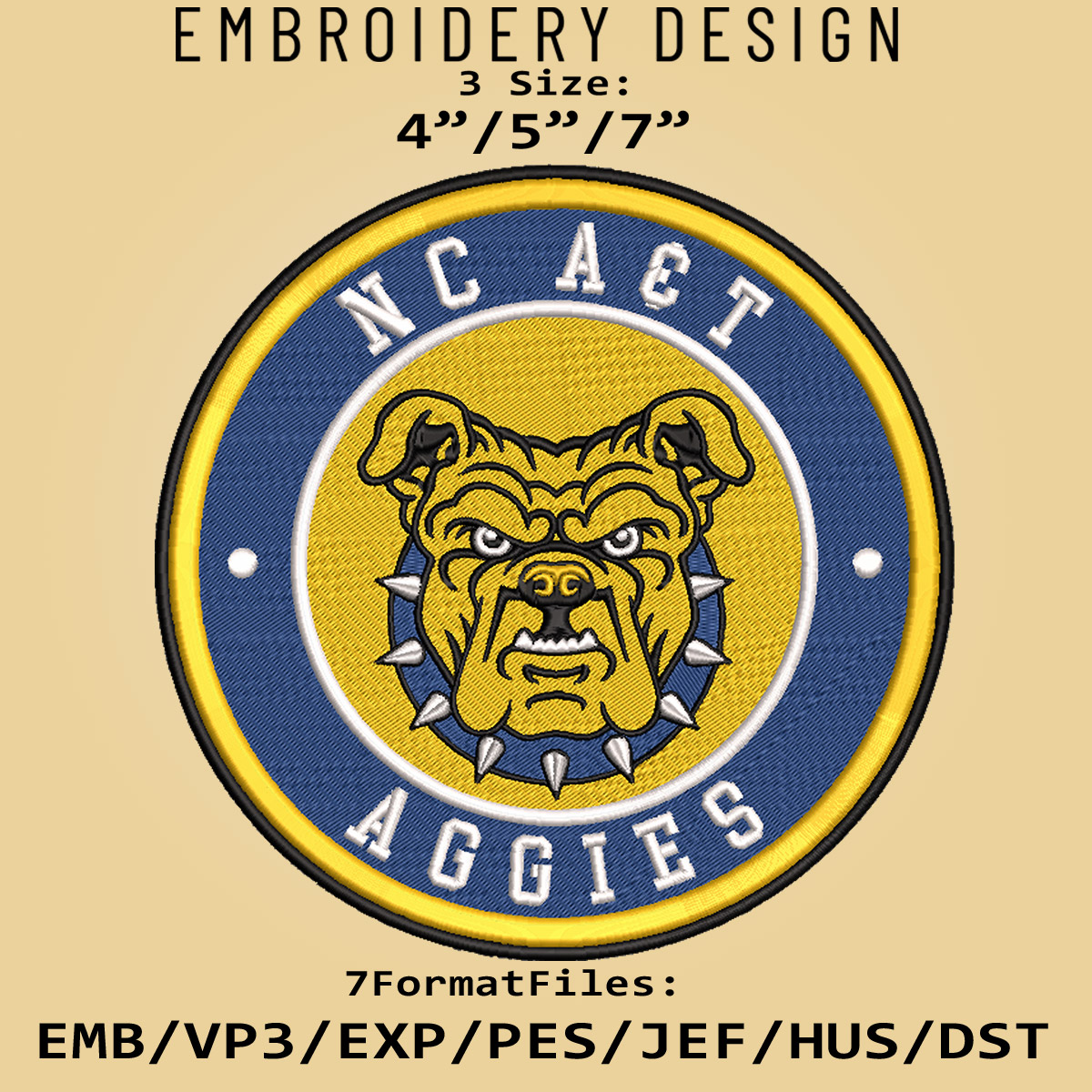 NCAA Logo North Carolina A&T Aggies, Embroidery design, Embr | Inspire ...