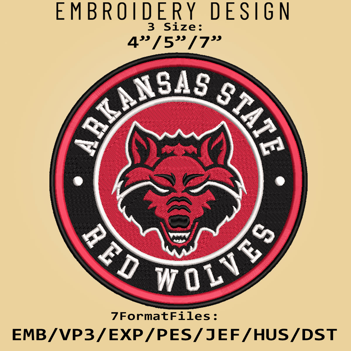 NCAA Logo Arkansas State Red Wolves, Embroidery design, Embr | Inspire ...