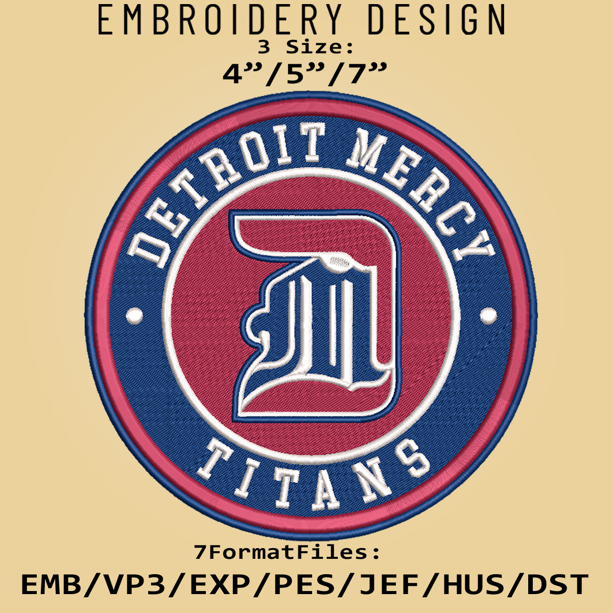 NCAA Logo Detroit Mercy Titans, Embroidery design, Embroider | Inspire ...